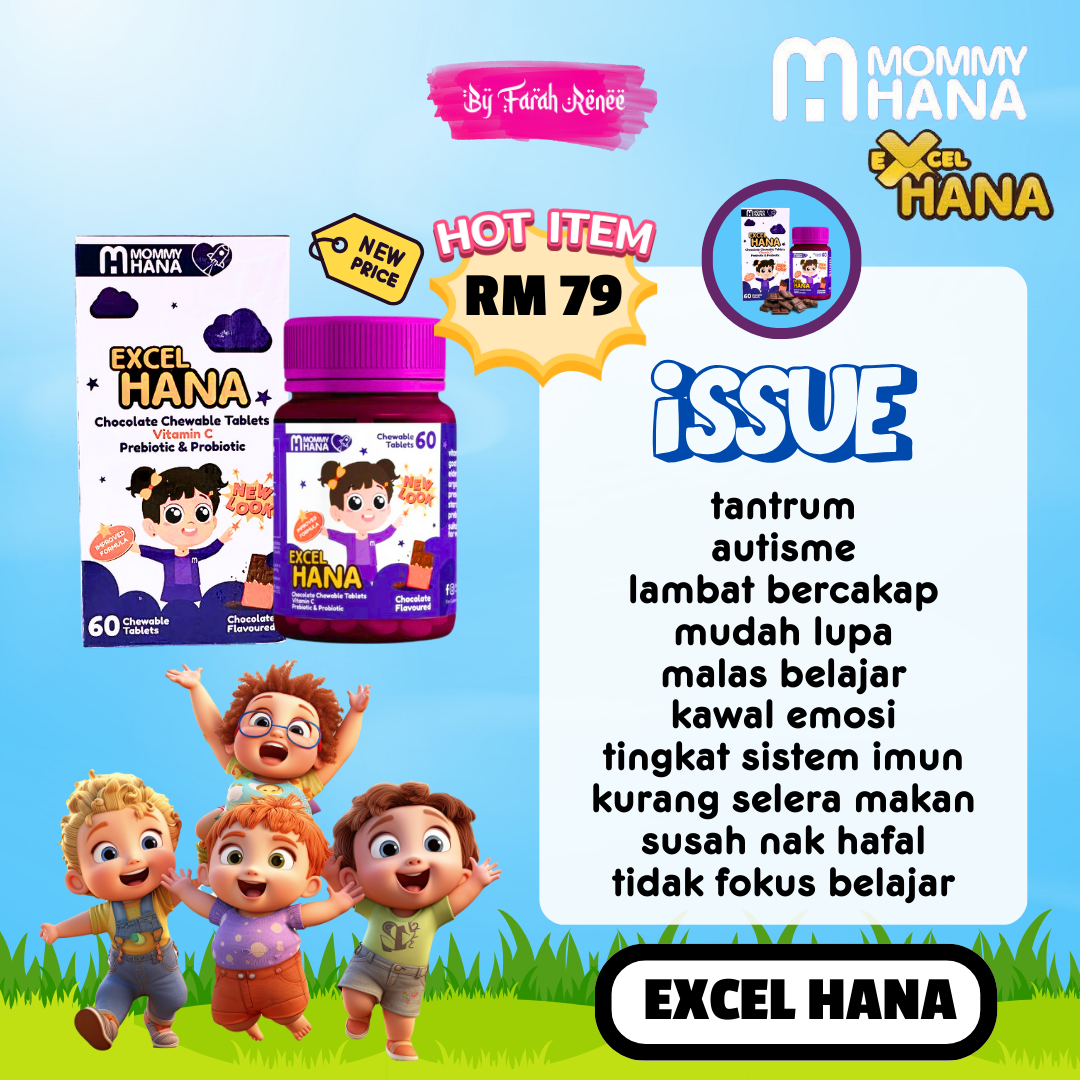 FREE GIFT 💯 Excel Hana Vitamin Minda Emmune Kids Brain Boost Original ...