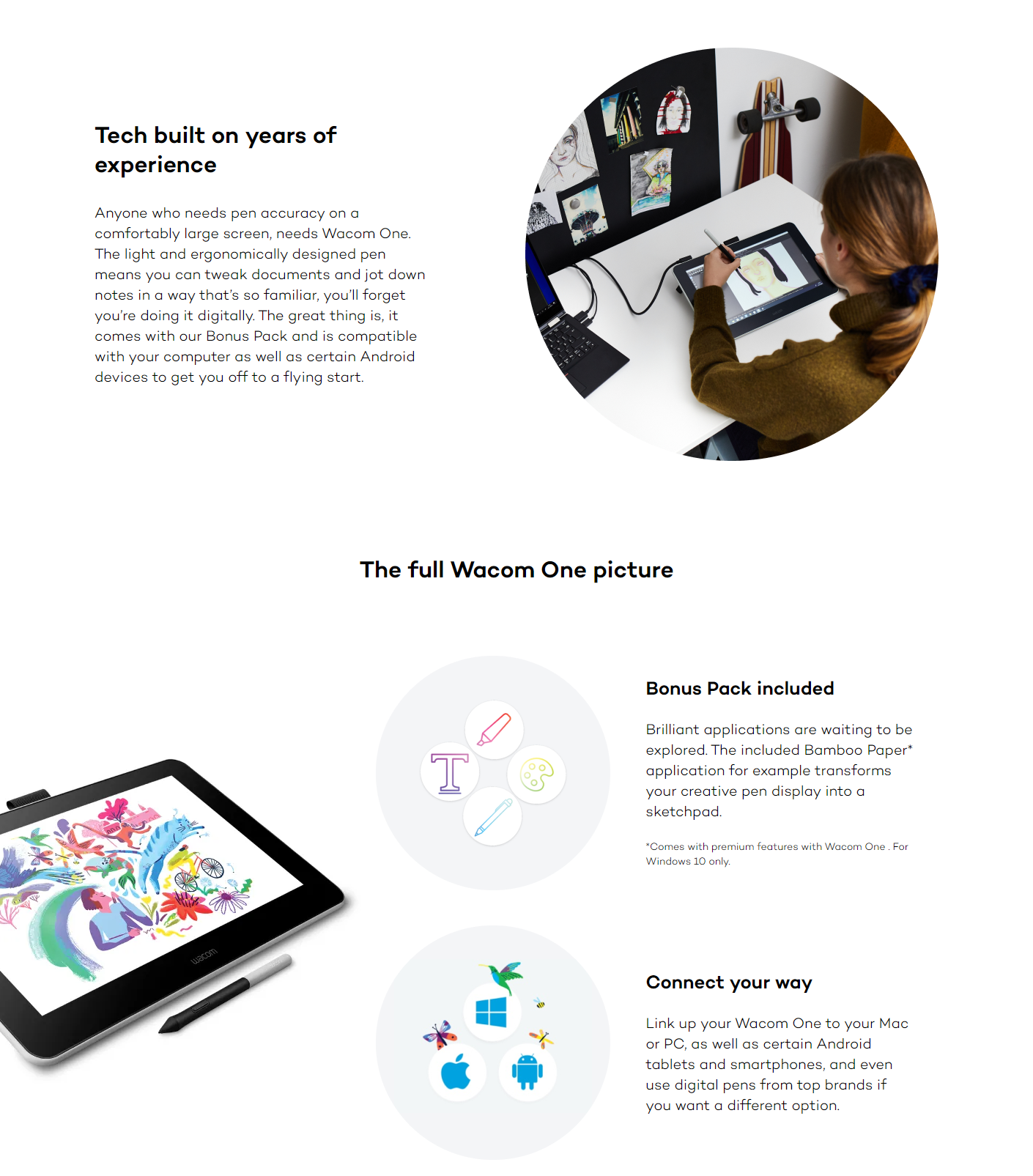 Wacom One Display Pen Drawing Tablet (DTC-133) | Student, Designer ...