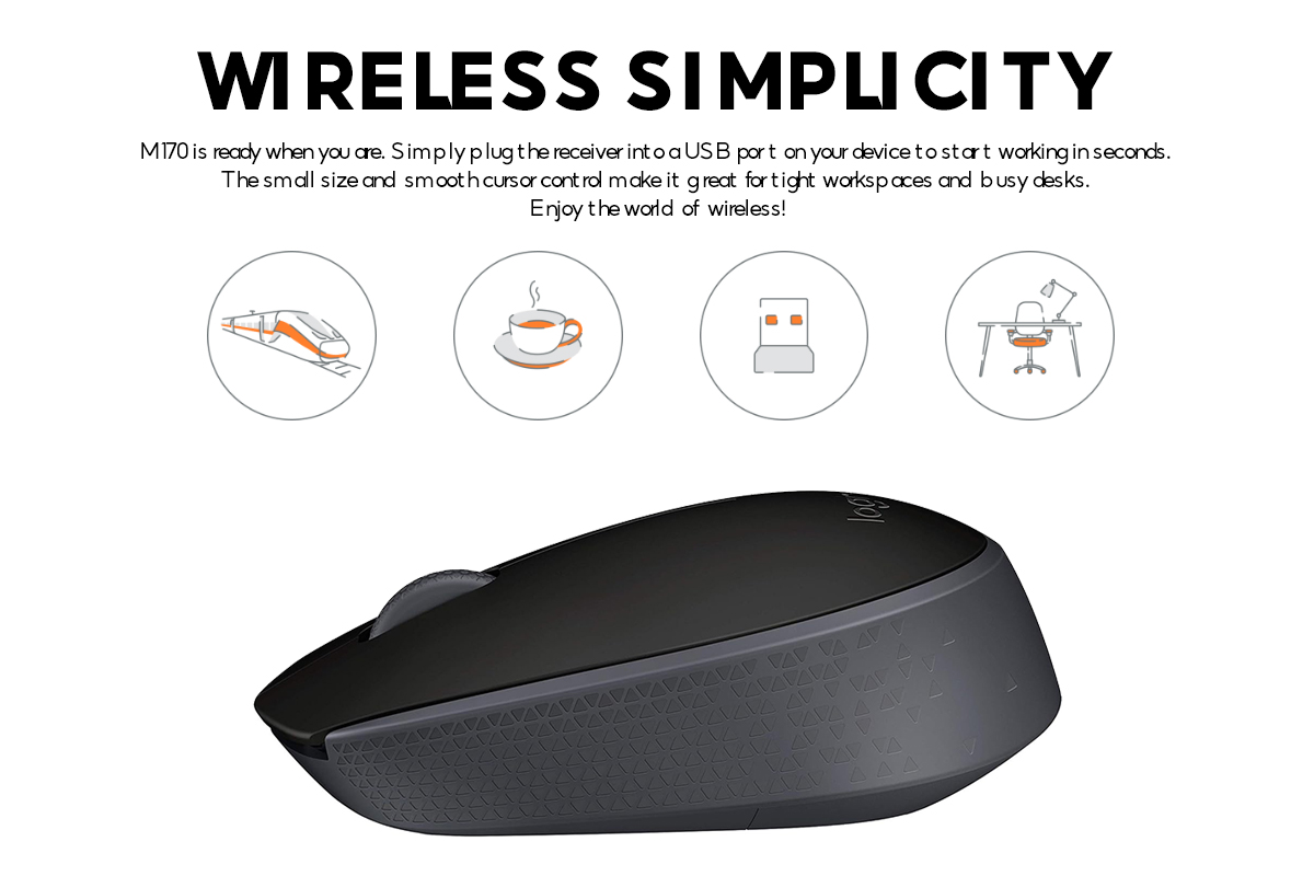 Logitech M170 Wireless Mouse | 2.4 GHz with USB Mini Receiver | Optical ...