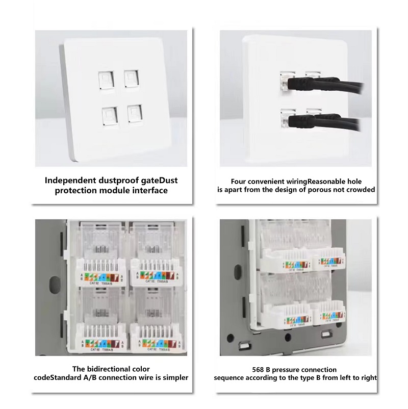 RJ45 Cat5e Cat6 1/2/3/4Ports Faceplate Data Wall Socket Outlet ...