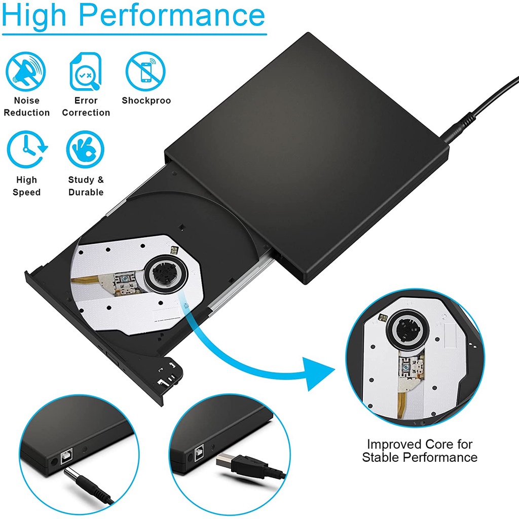 External CD DVD Drive USB 2.0 Slim Protable External CD-RW Drive DVD ...