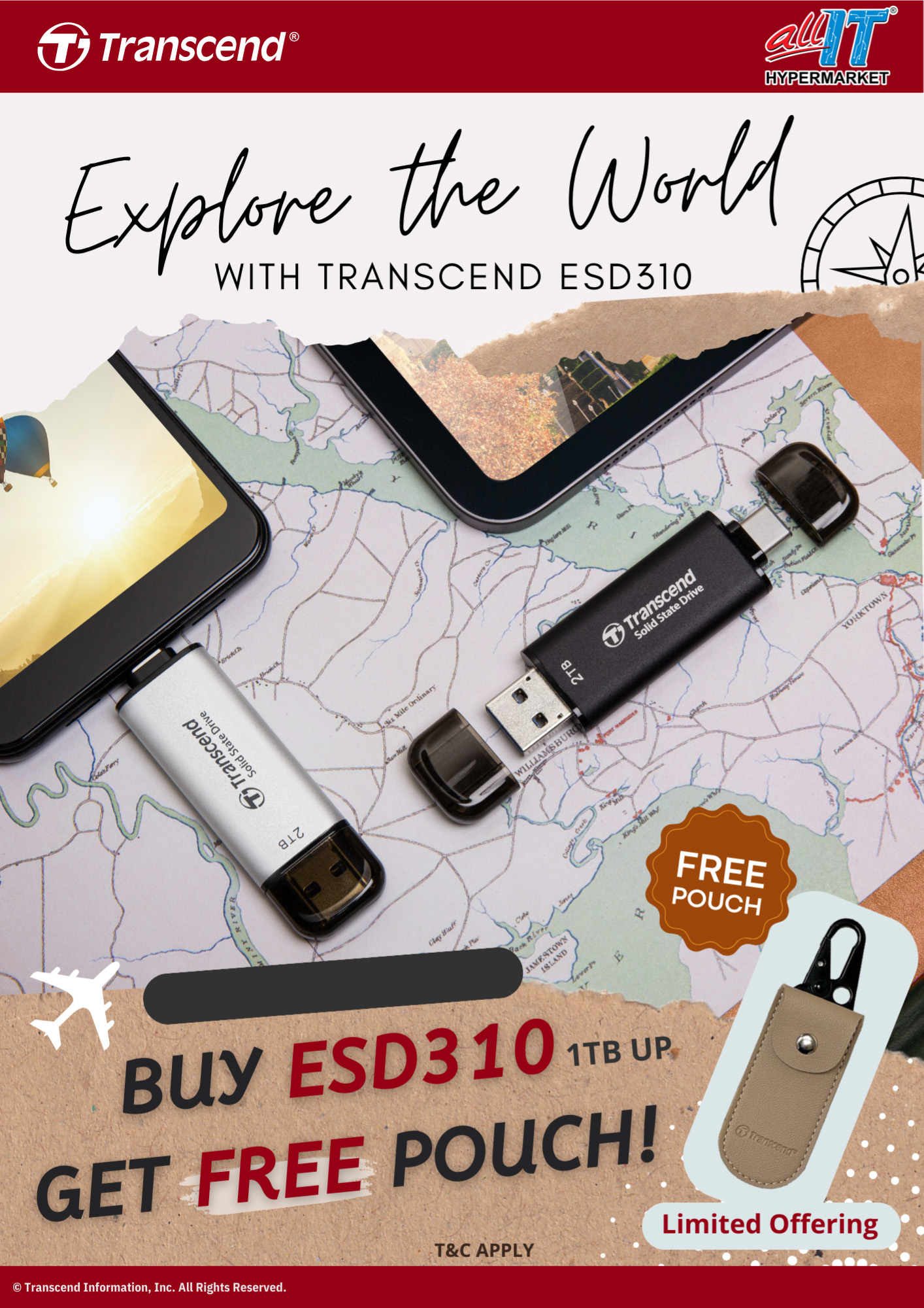 Transcend SSD ESD310 ESD310C/S 3D NAND Portable External SSD with USB 3 ...
