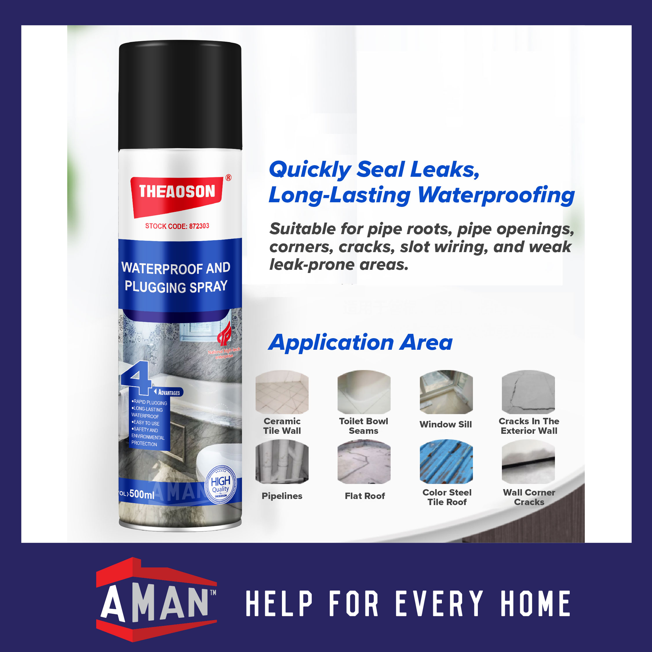 THEAOSON Leak Seal Repair Waterproof Spray Anti Leakage Spray Leaking ...