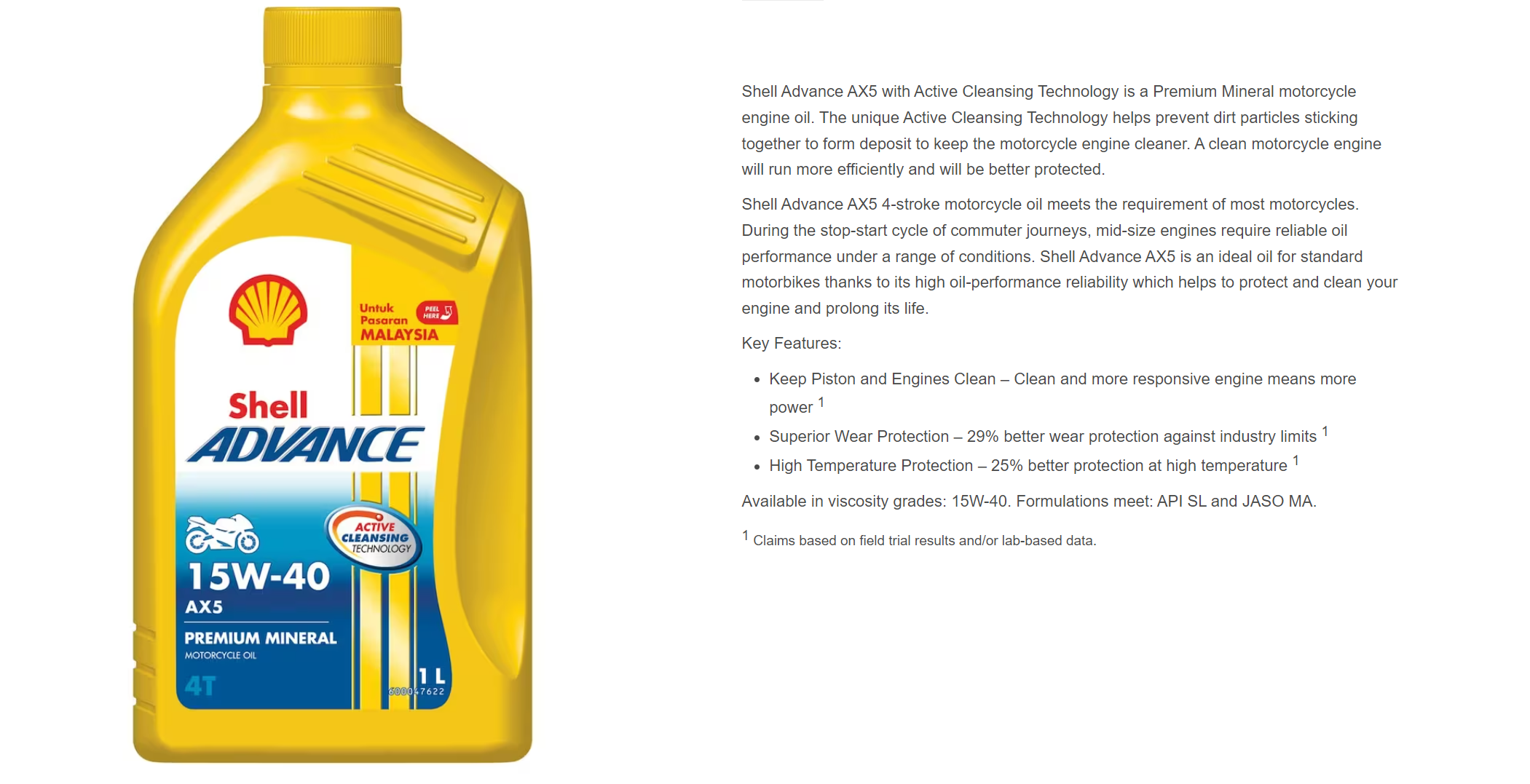 Minyak Moto shell Original 100% Shell ax3 ax7 10W-40 4t shell advance ...