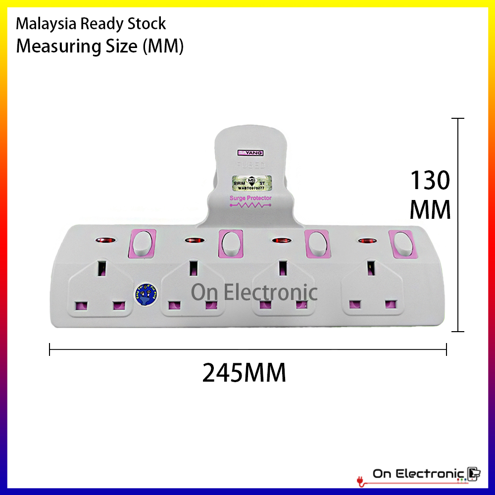 3/4 WAY GANG 3 PIN T-ADAPORT PINK/BLUE WITH NEON AND SURGE PROTECTOR ...