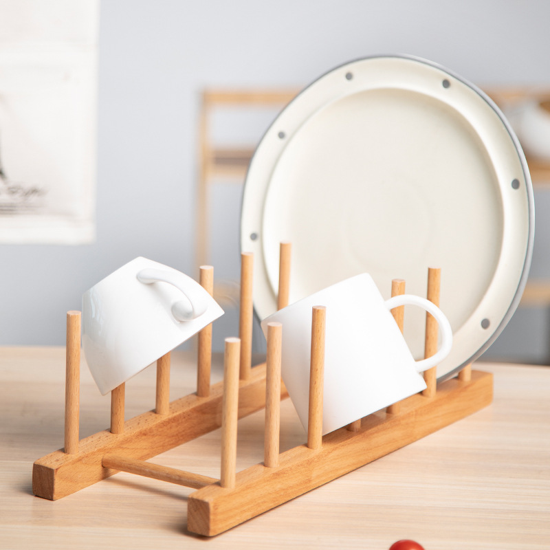 Wooden Plate Holder Dish Drain Rack / Dish Plate Rack / Bowl Organiser ...
