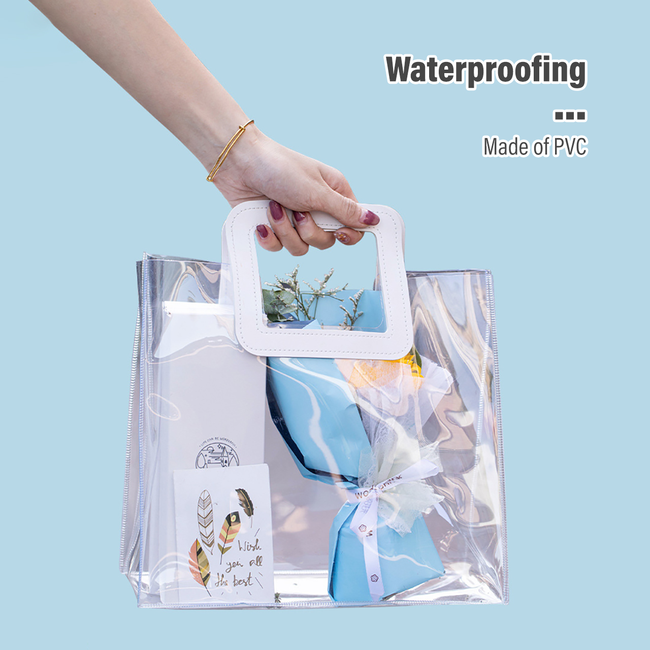 Transparent PVC Door Gift Bag Square Handle Wedding Beg Plastik Goodies ...