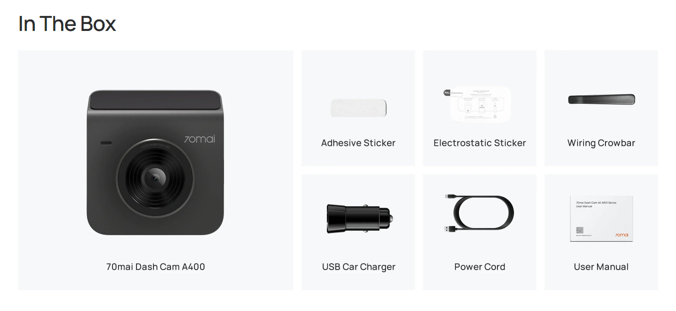 70mai A400 Car Recorder Dash cam QHD 1440p Support Dual Channel Recording & Parking Surveillance ...