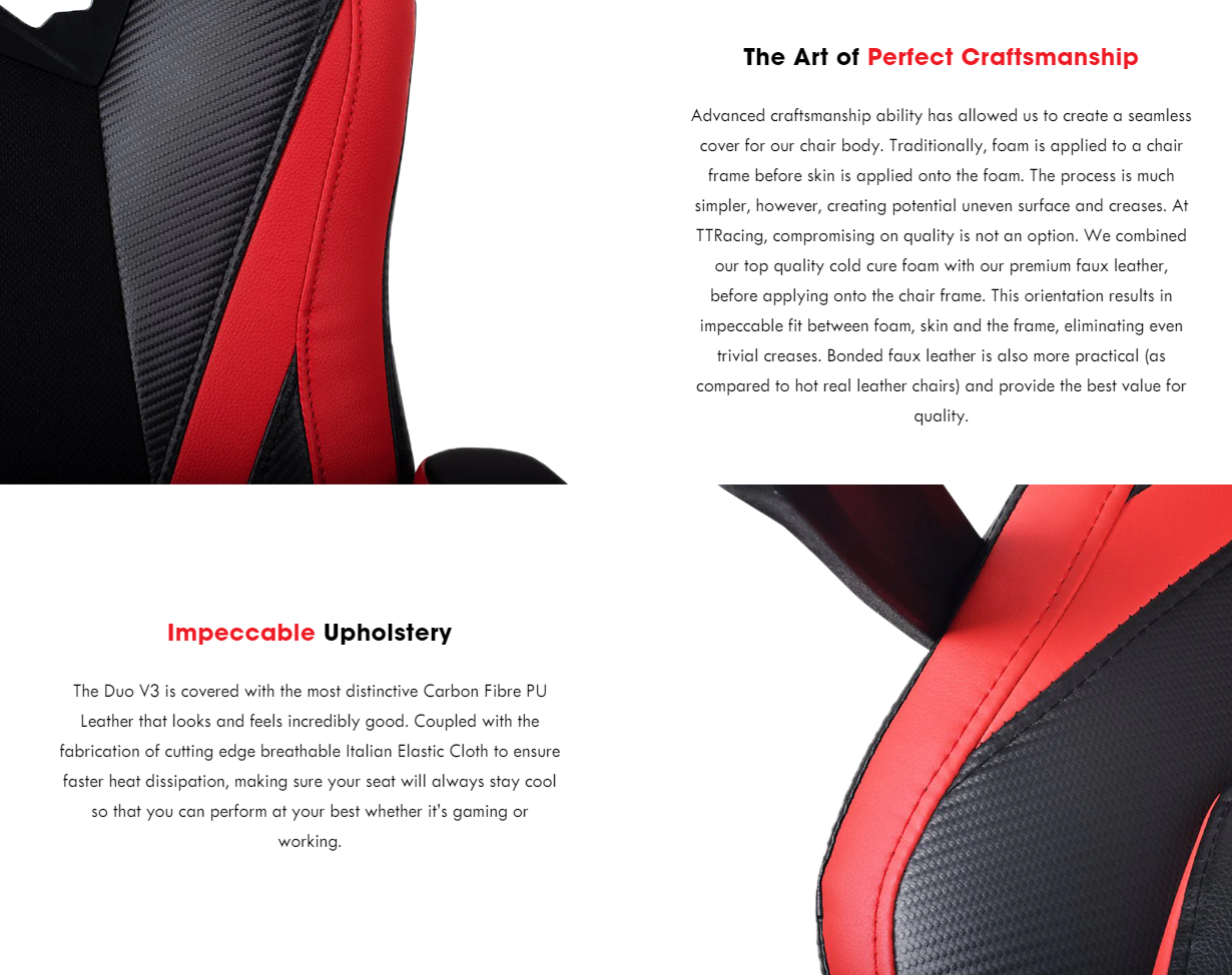 TTRacing Duo V3 V4 / PRO Gaming Chair PU Leather Air Threads Fabric ...