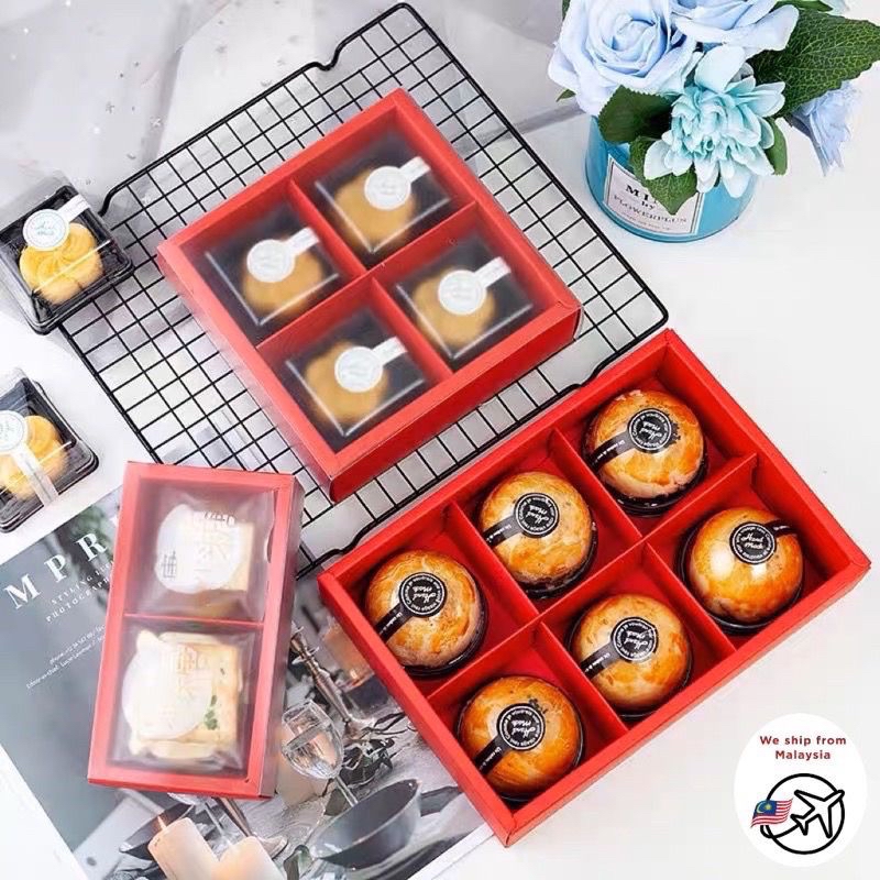 MALAYSIA STOCK 2/4/6 Hole 10pcs Cookies box/Mooncake box/Mooncake box ...