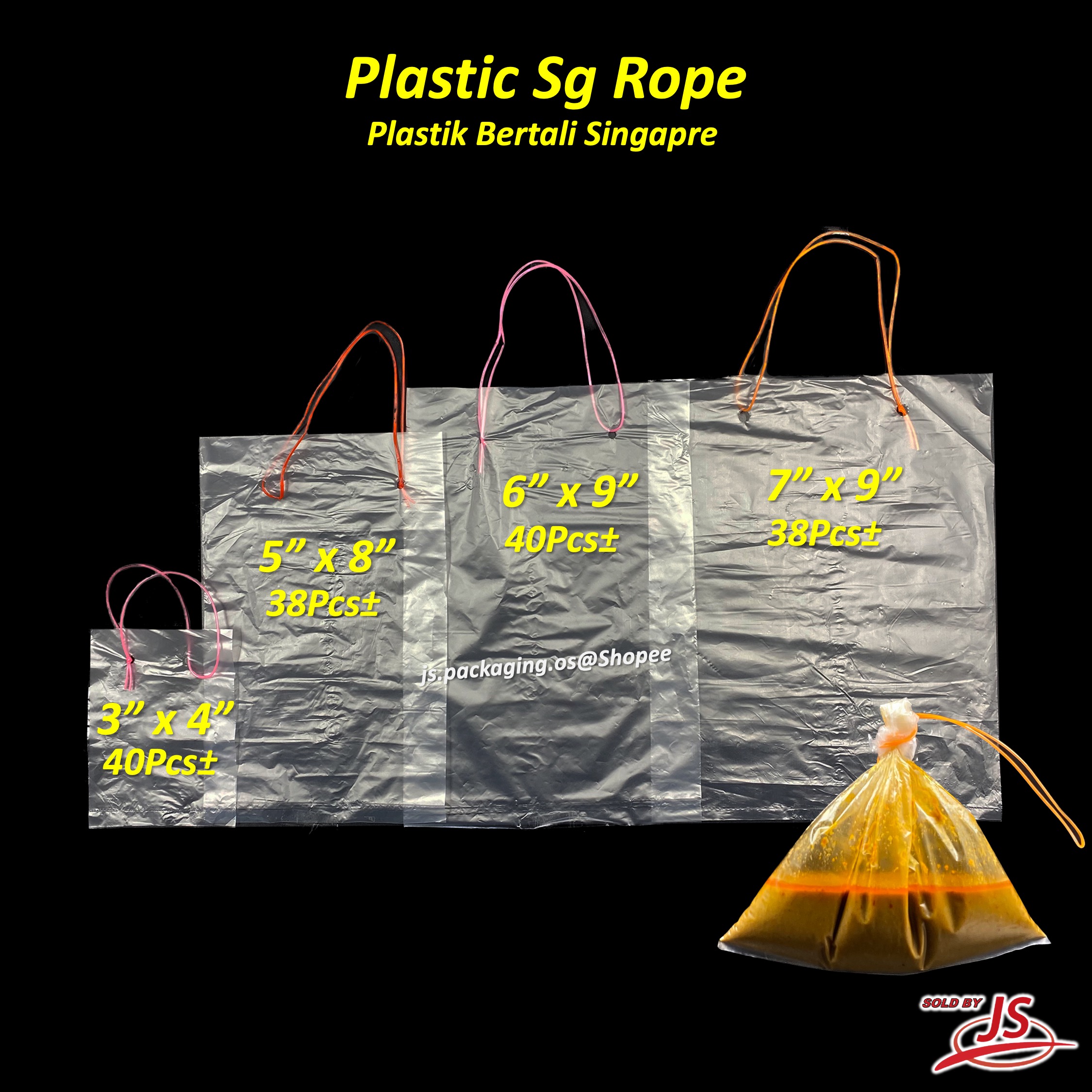 Plastic SG Rope String Bag Packing Soup / Plastik Tali Singapore ...