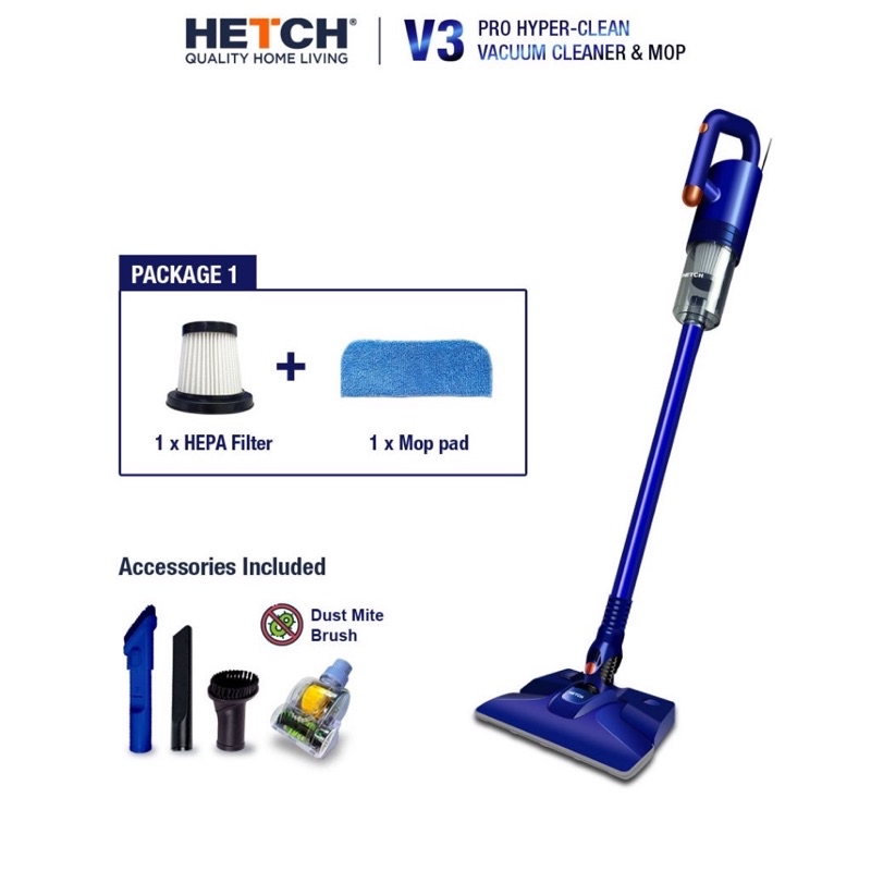 HETCH V3 Pro Hyper-Clean Handheld Dust Mite Bed Vacuum Cleaner & Mop HVC-1416-HC | V3 | Vakum ...
