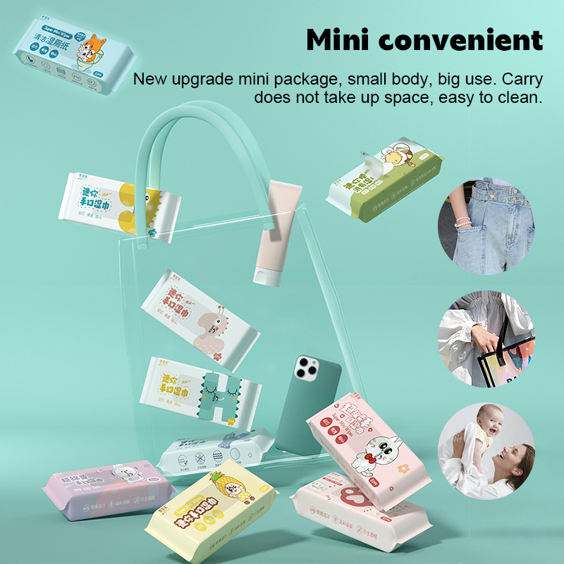 Mini Wet Wipes Portable Disposable Baby Cleaning Wet Wipes Small Pack ...