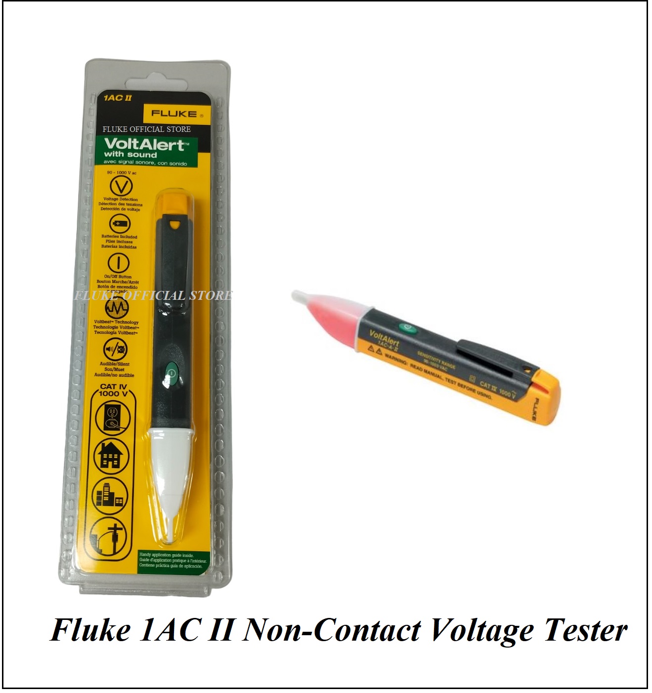Fluke 1AC II Non-Contact Voltage Tester 90 V to 1000 V AC or 200 V to ...