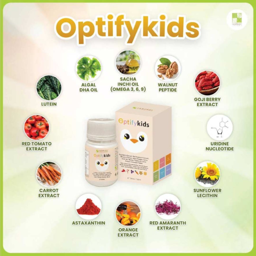 Farmedy OptifyKids - Vision Care Natural Chewable Tablet 优化儿童：视力护理咀嚼片 ...