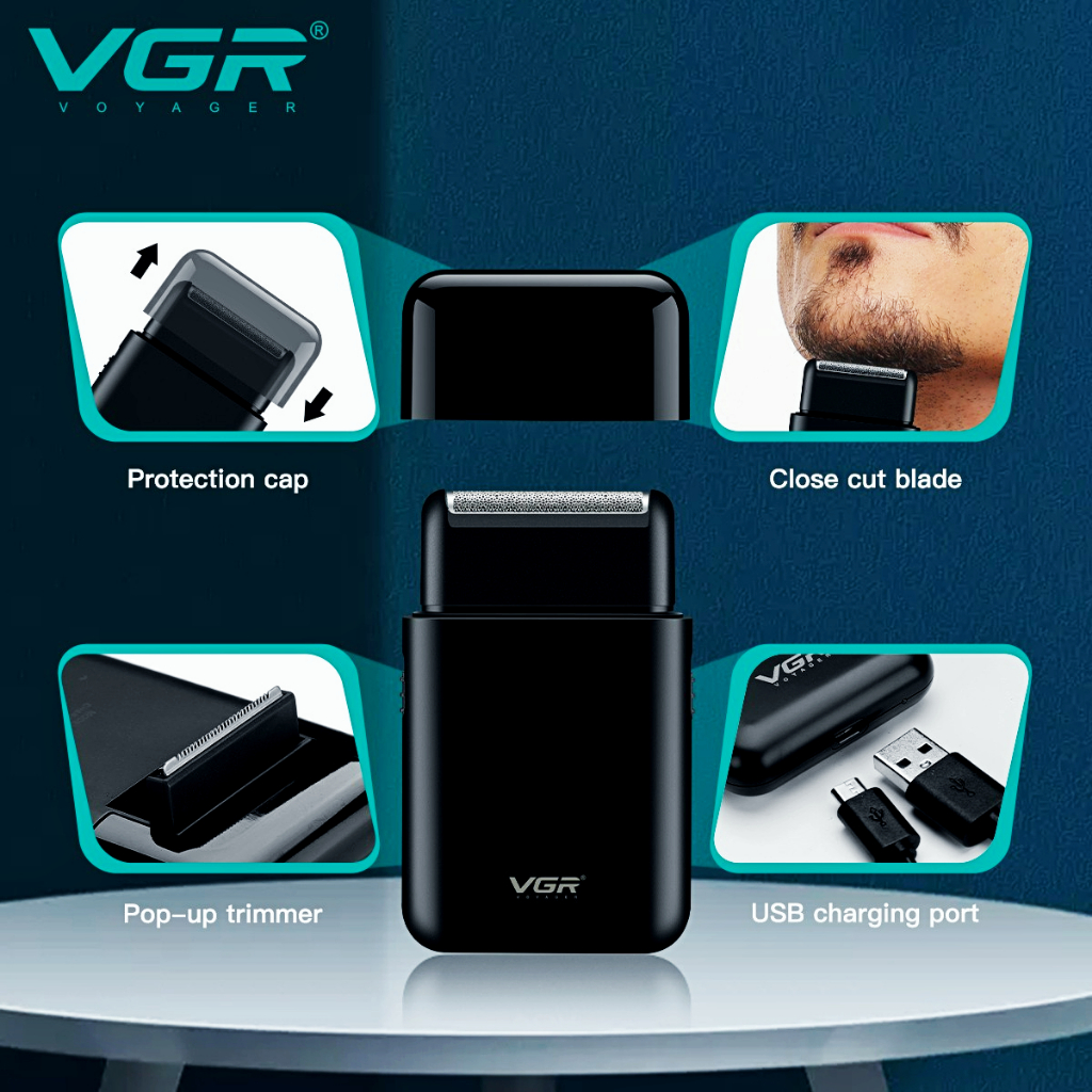 VGR V-390 Professional Electric Shaver for Men USB Cutter Head Reciprocating Men's Shaver V390 ...