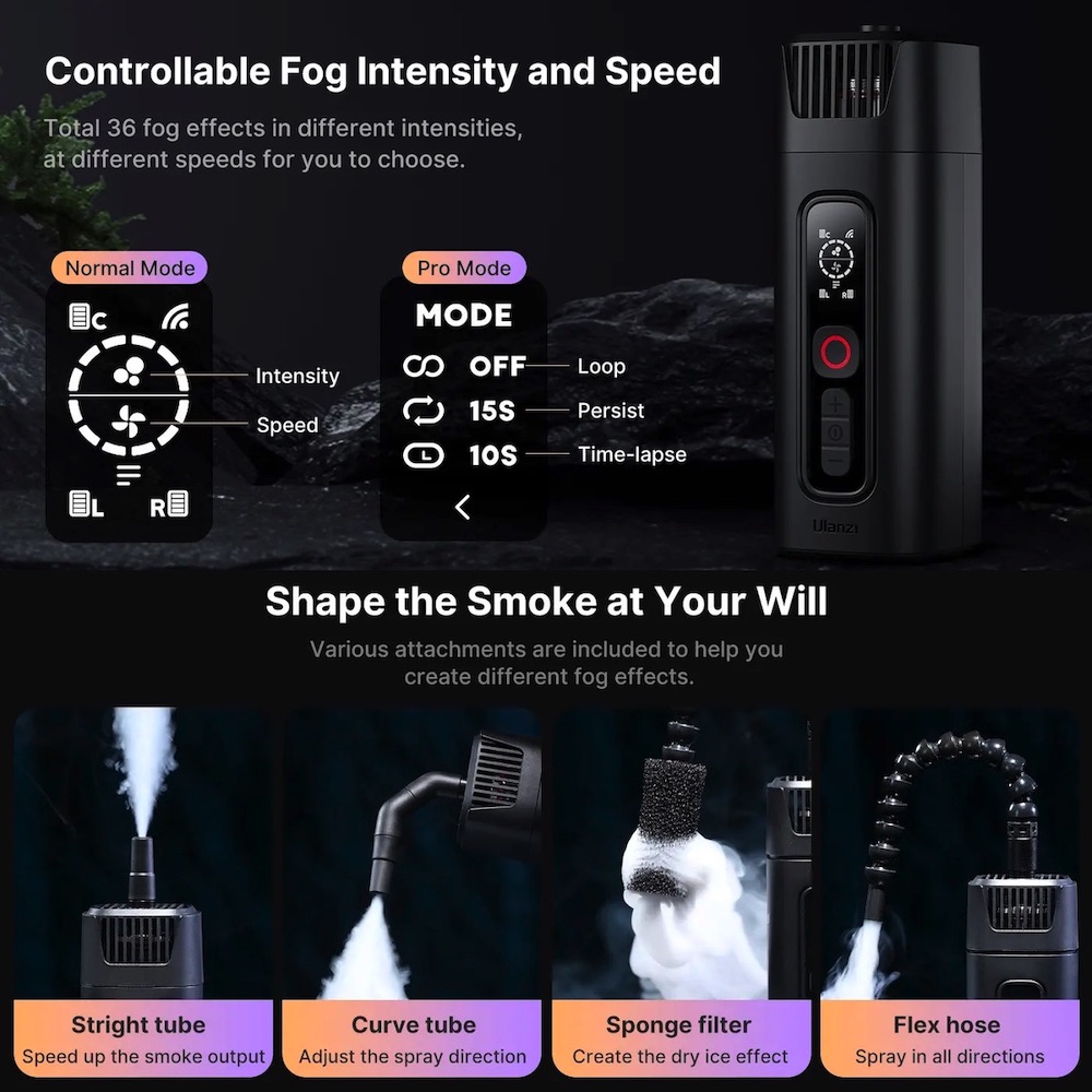 Ulanzi FM01 FILMOG Ace Fog Machine Portable Wireless Remote Control Dry ...
