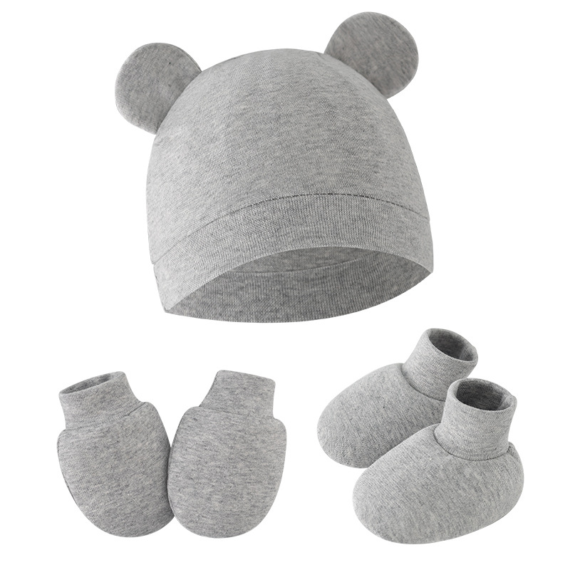 3pcs/pack baby mittens footies Hat Cap Newborn gloves Cotton infant ...