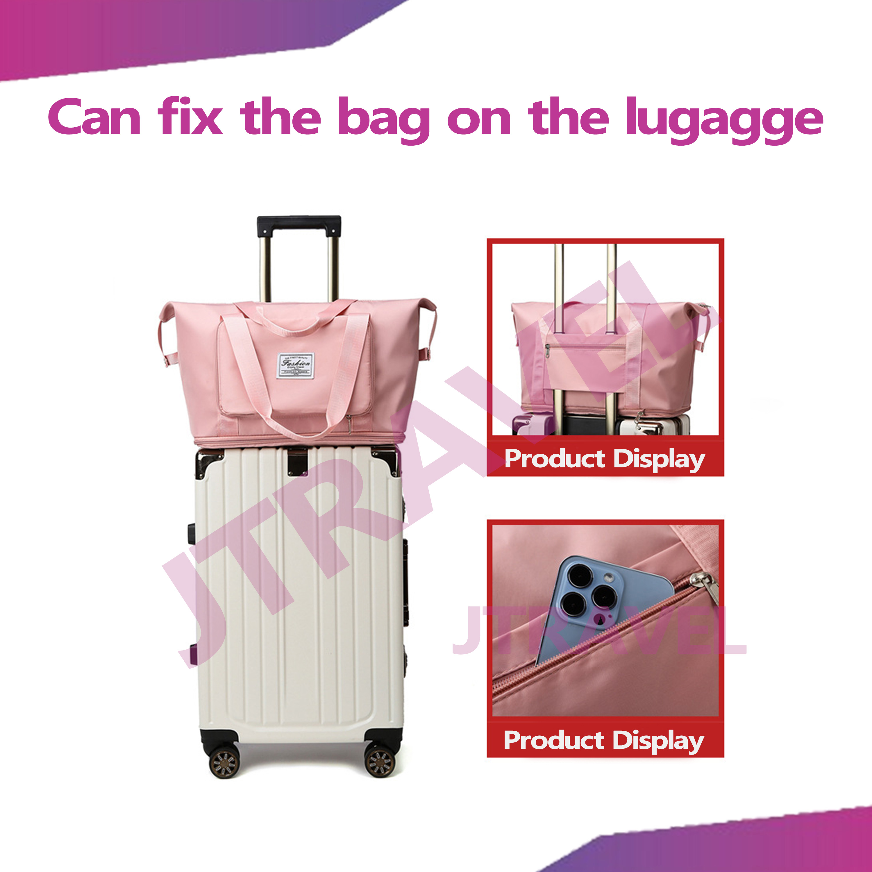 Jtravel Bag Foldable Beg Travel Bag Waterproof Nylon Luggage Bag Gym ...