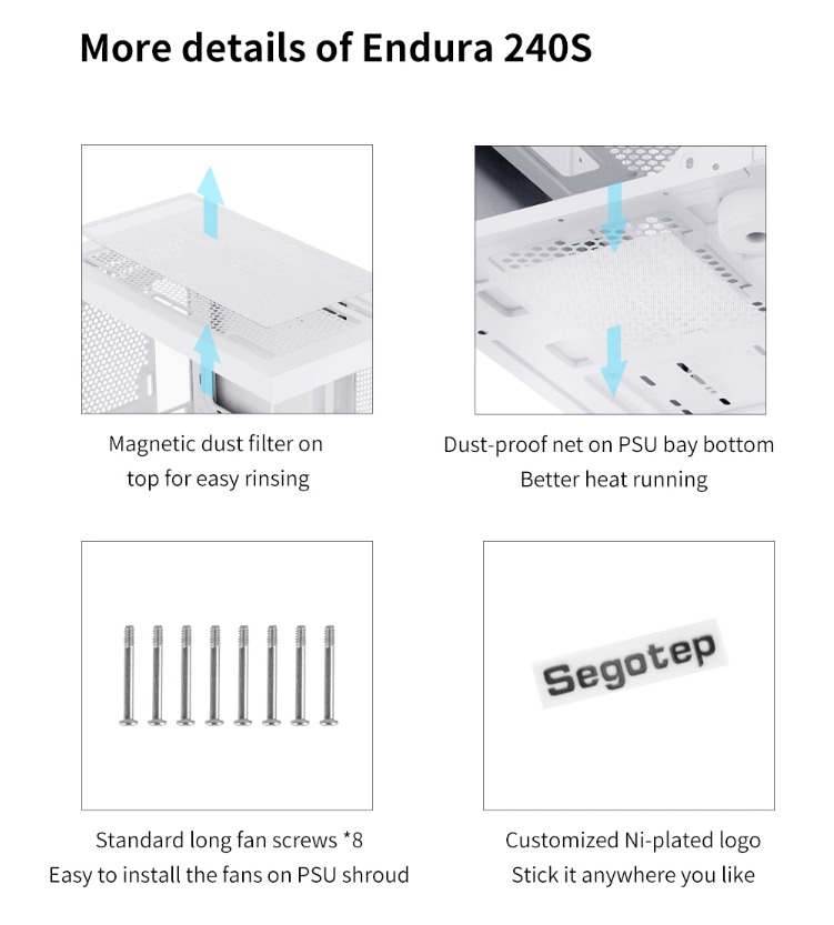 Segotep ENDURA 240S BLACK WHITE MATX Gaming Chassis Casing Case ...