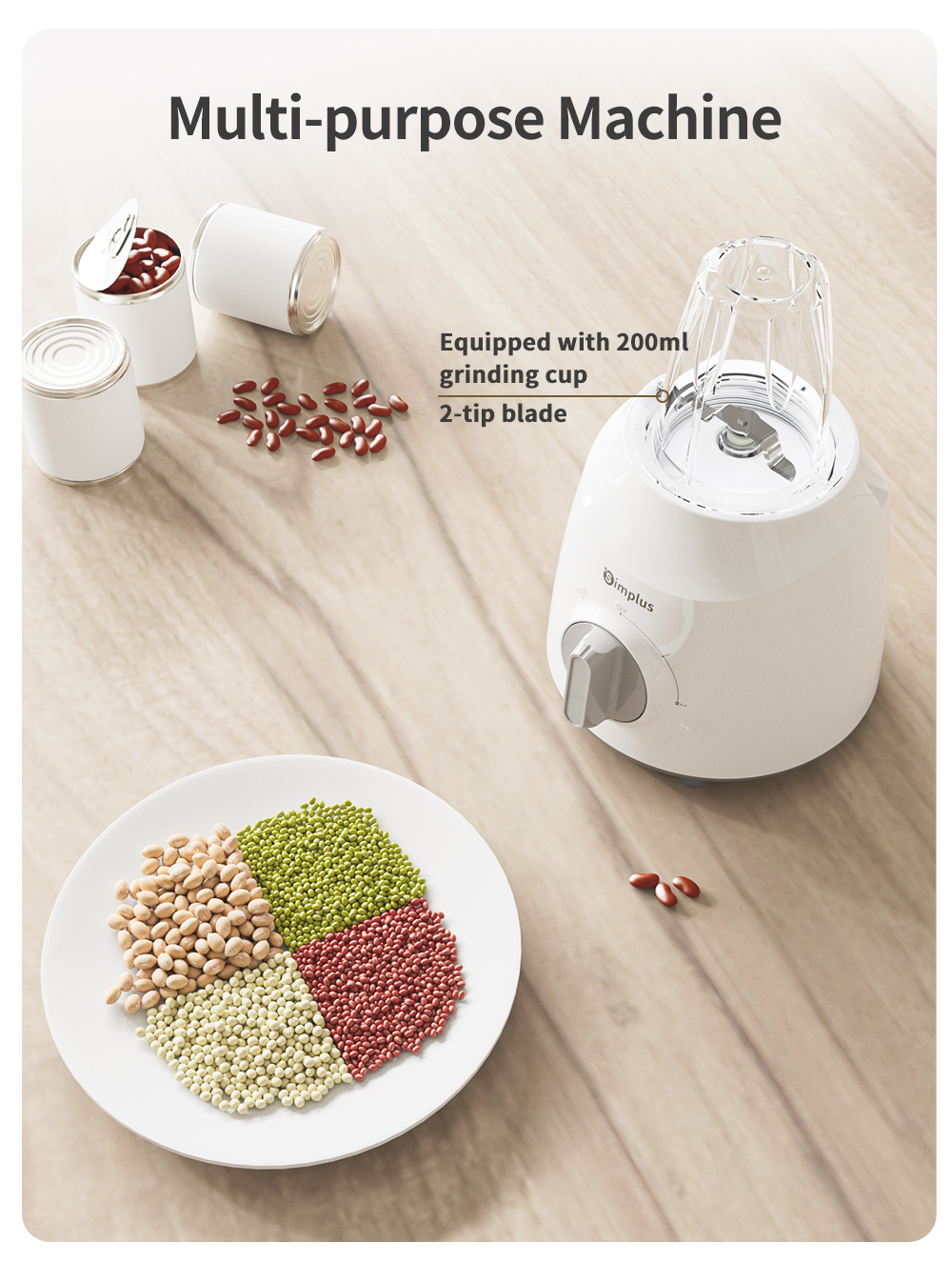 【New Launch】Simplus Blender 1.5L Single-knob Food Processor ...