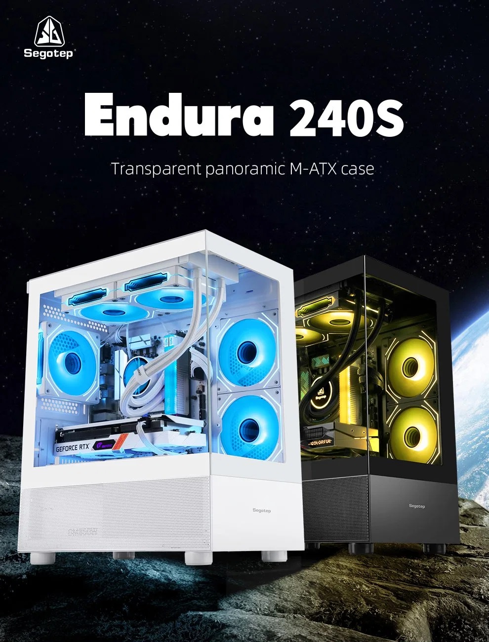 SEGOTEP ENDURA 240S M-ATX PC CASE WITH 3 ARGB FANS - BLACK / WHITE ...