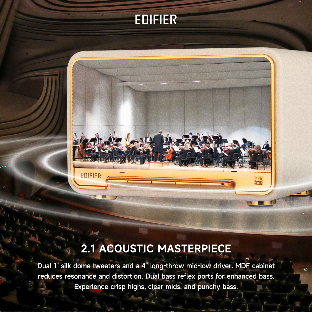 Edifier D32 Tabletop Bluetooth V5.3 Hi-Res Audio Wireless Speaker (60W ...