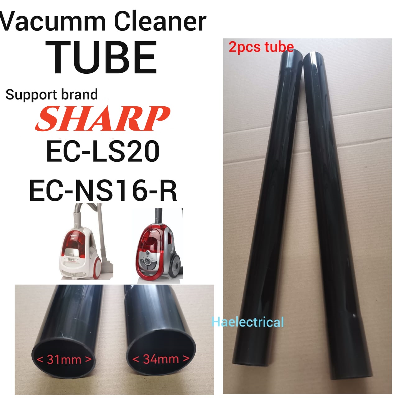 (2PCS) Vacuum Cleaner Extension Tube SHARP EC-NS16 EC-LS20 EC-NS16-R ECC1219S ECC-1219S EC-LS18 ...