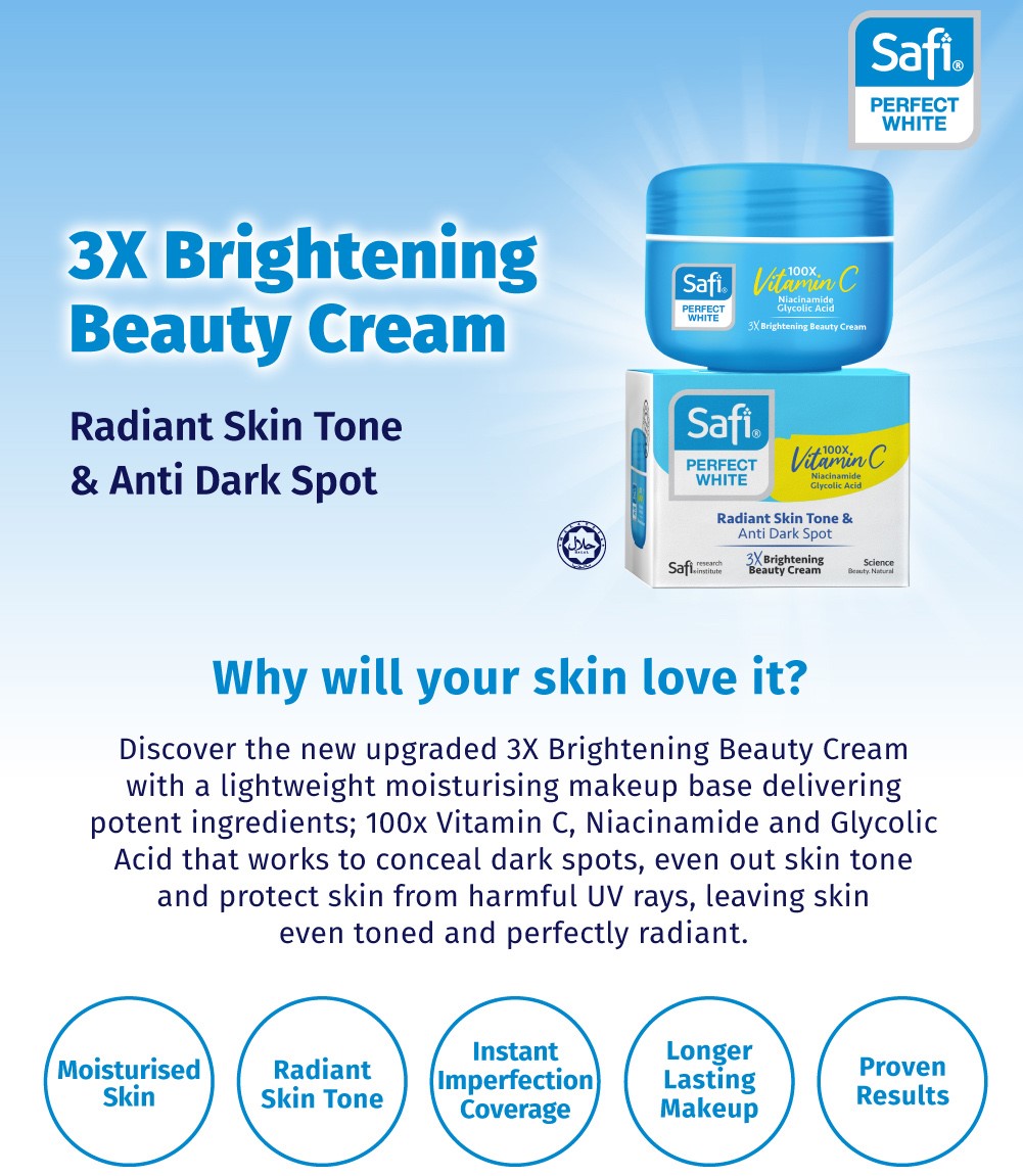 SAFI Perfect White 3x Brightening Beauty Cream 16g | 100X Vitamin C ...