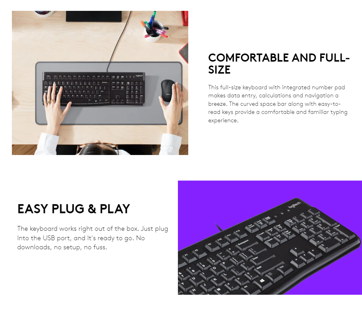 Logitech K120 USB Wired Keyboard | USB Plug-and-Play | Full-Size ...