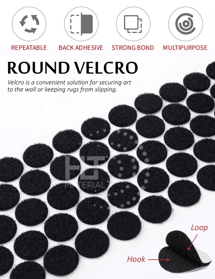 Self Adhesive Velcro Tape Round Dot Hook & Loop Velcro Dot 10mm/15mm ...