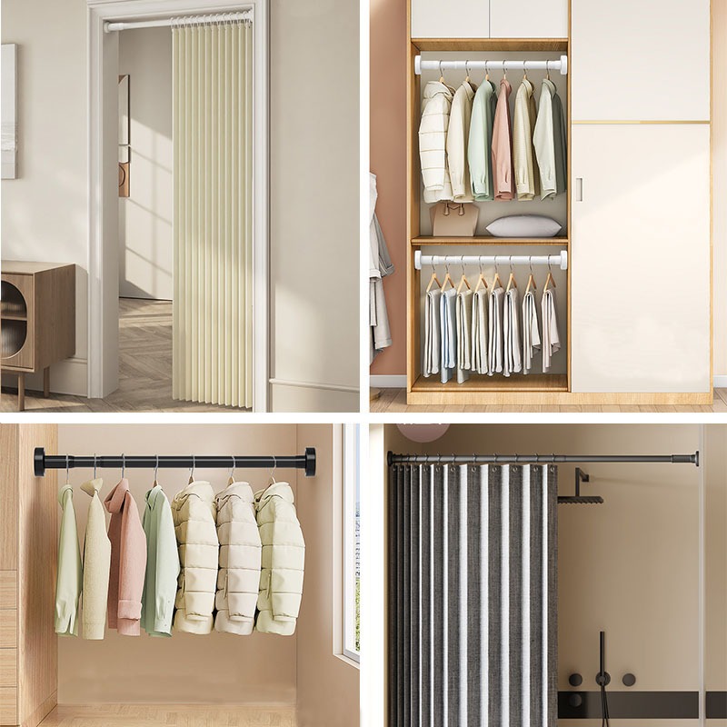 Shower Curtain Rod Shower Curtain Punch Free Telescopic Rod Racks ...