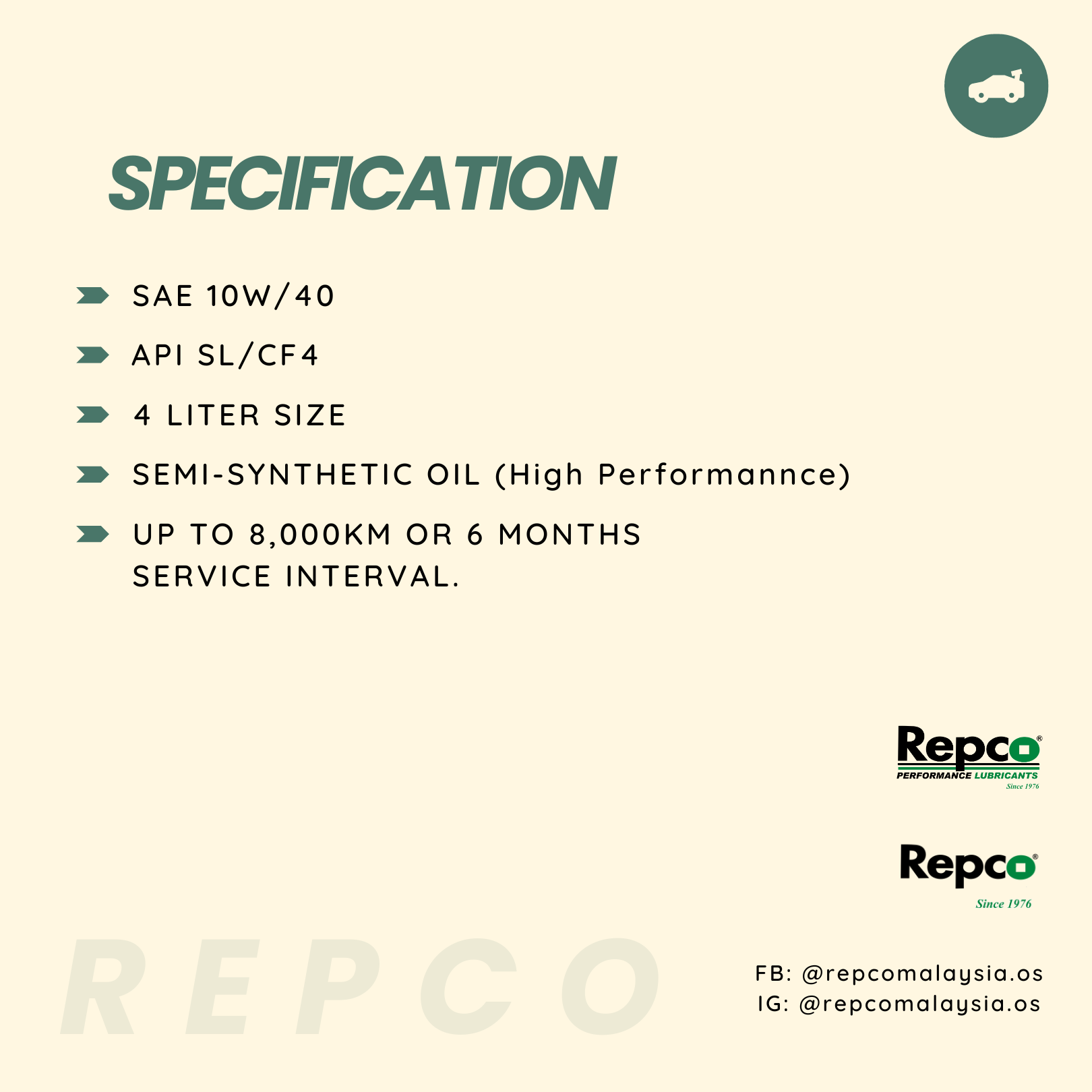 Repco® Tech-10 10W/40 Semi-Synthetic High Performance Engine Oil (4L ...