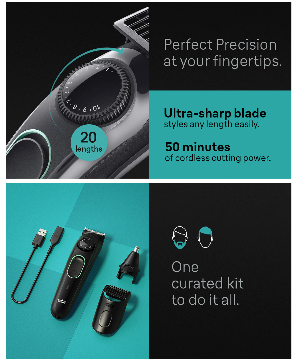 Braun All-in-One Style Kit Series 3 3430, 3-in-1 Trimmer for Men with ...