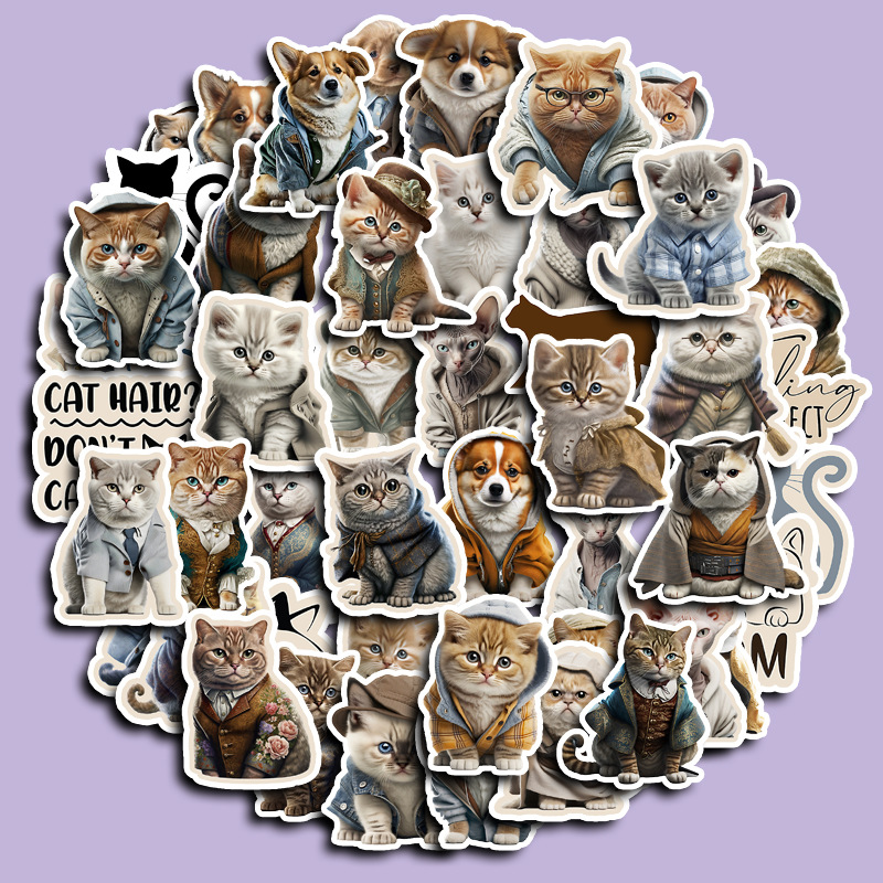 50pcs Lovely Cat Stickers Cute Kitten Sticker Decoration Journal ...