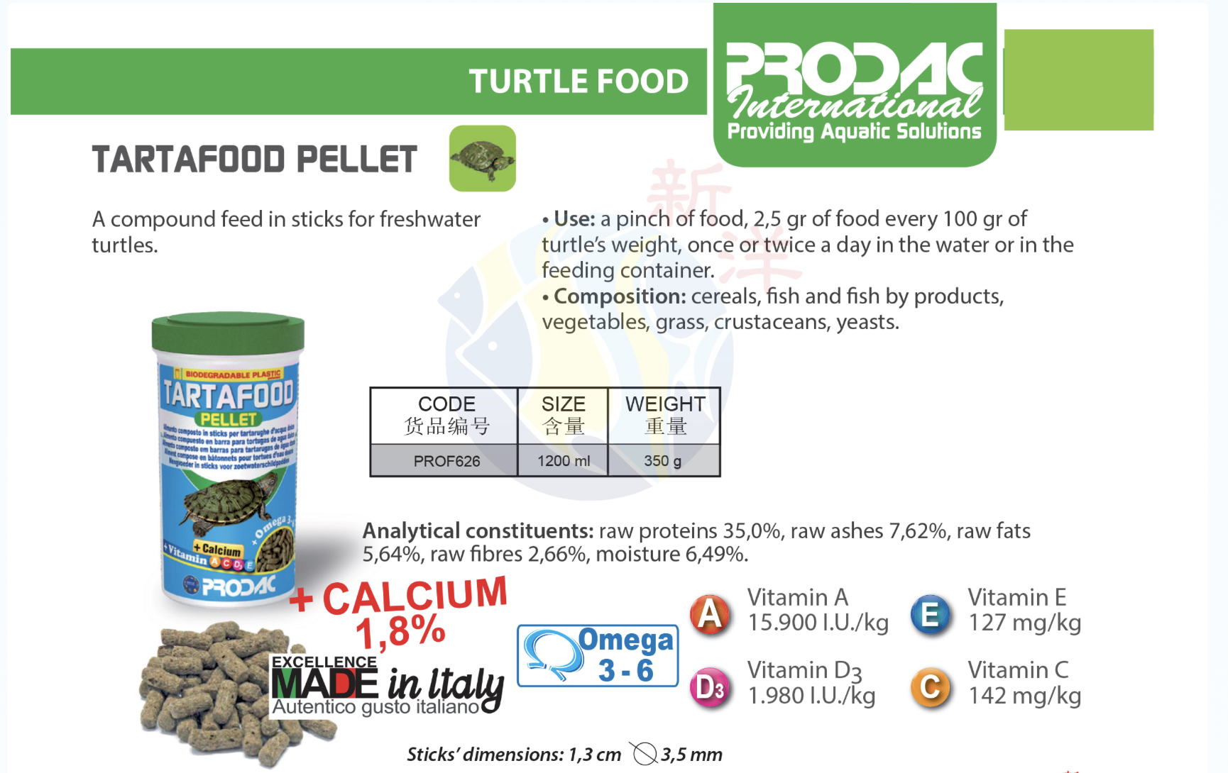 Prodac Tartafood Pellet Turtle Pellet 350g /Makanan kura kura | Shopee ...