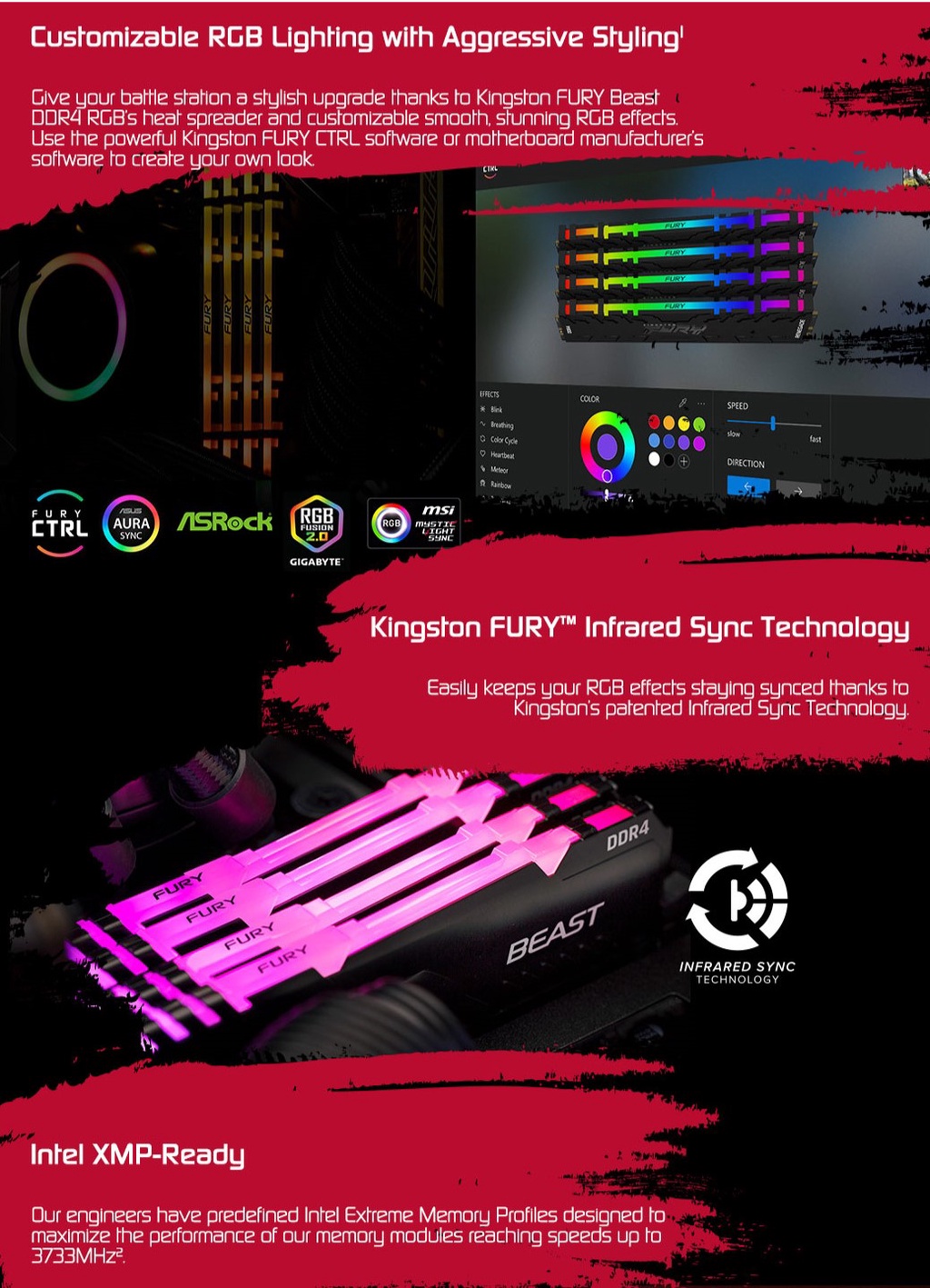 Kingston Fury Beast RGB DDR4 3200Mhz /3600Mhz Desktop Gaming PC Memory DIMM RAM (64GB) | Shopee ...