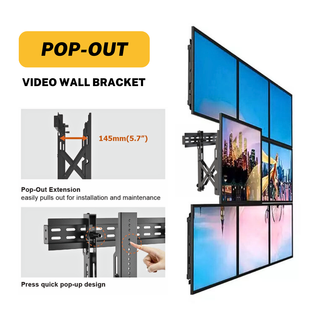 POP-OUT Video Wall Mount Bracket Retractable TV Bracket Extended Adjust ...