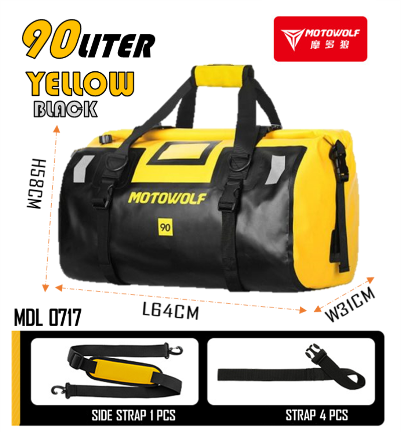 MOTOWOLF MOTORCYCLE WATERPROOF SADDLE SIDE BAG 30LTRAVEL LUGGAGE BACK ...