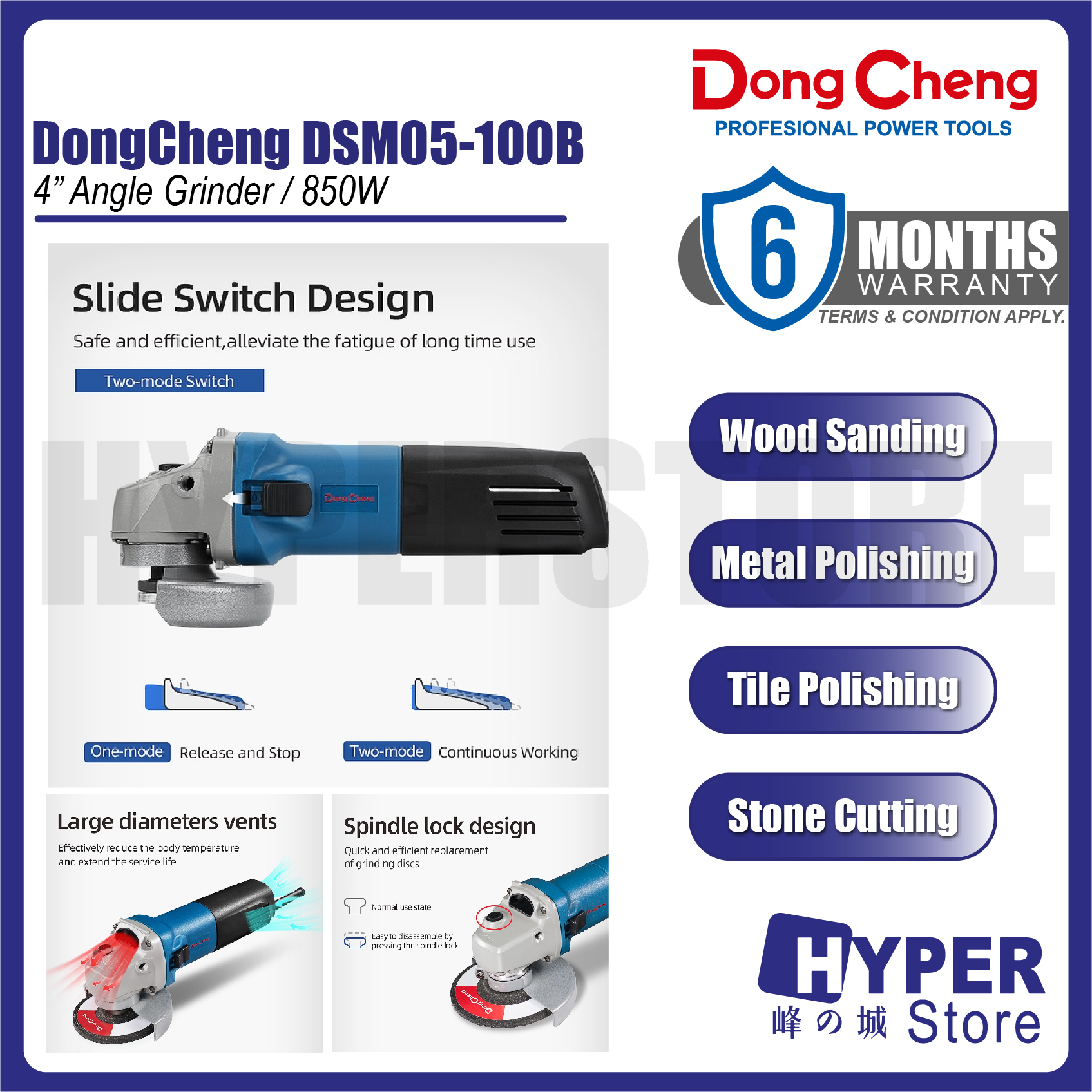 DongCheng 4” Angle Grinder 850W / DSM05-100B / Pengisar Sudut | Shopee Malaysia