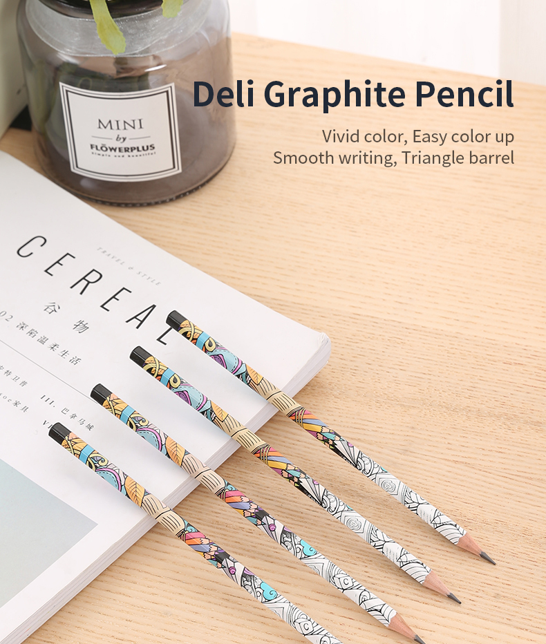 Deli Graphite Pencils For School Cute 2B Drawing Set Wooden Lead For ...