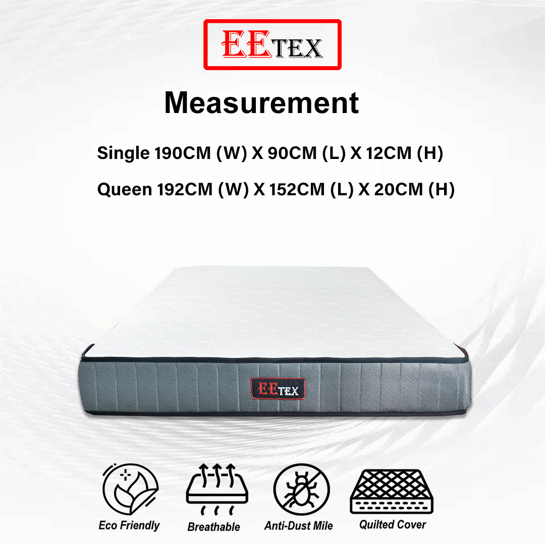 EE TEX 8"Inch Queen Size Reinforced Mattress Rebonded Foam Queen ...