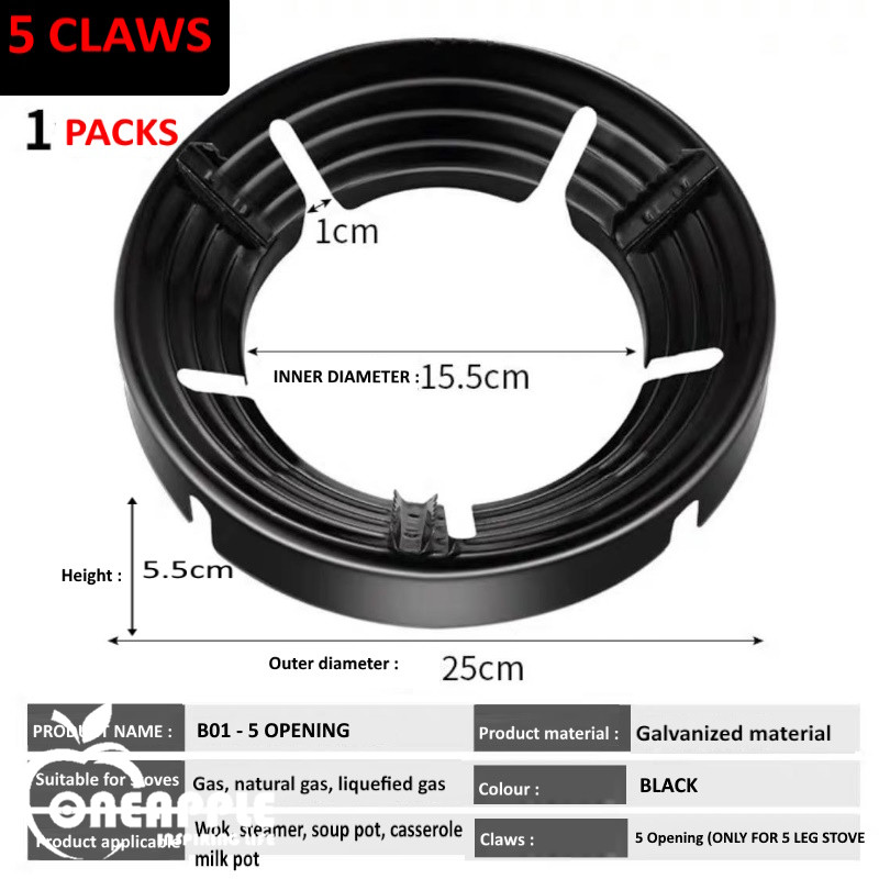 4/5 HOLE BLACK Gas Stove Windproof Gas Cooker Stove Anti Sleep Teeth ...
