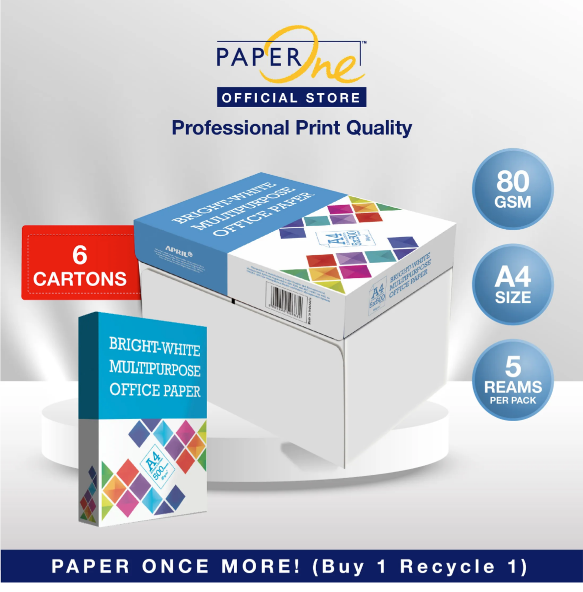 Bright-White A4 Multipurpose Office Paper 80gsm (6 Boxes) | Shopee Malaysia