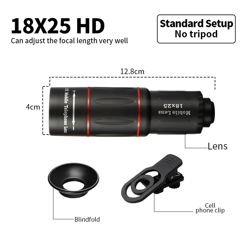 🔭APEXEL 18x25 Lens Outdoors Monocular Zoom HD Cell Phone Camera Lens Universal 18X Optical Zoom ...