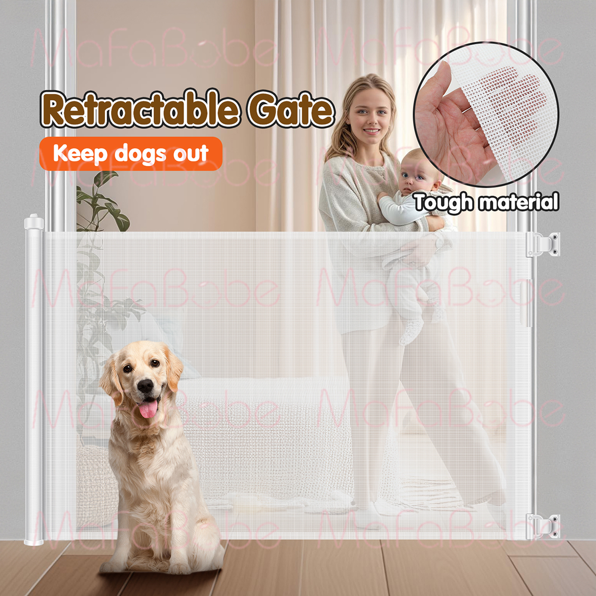 Mafababe Retractable Baby Gate Pagar Baby Safety Gate For Stairs Pagar ...