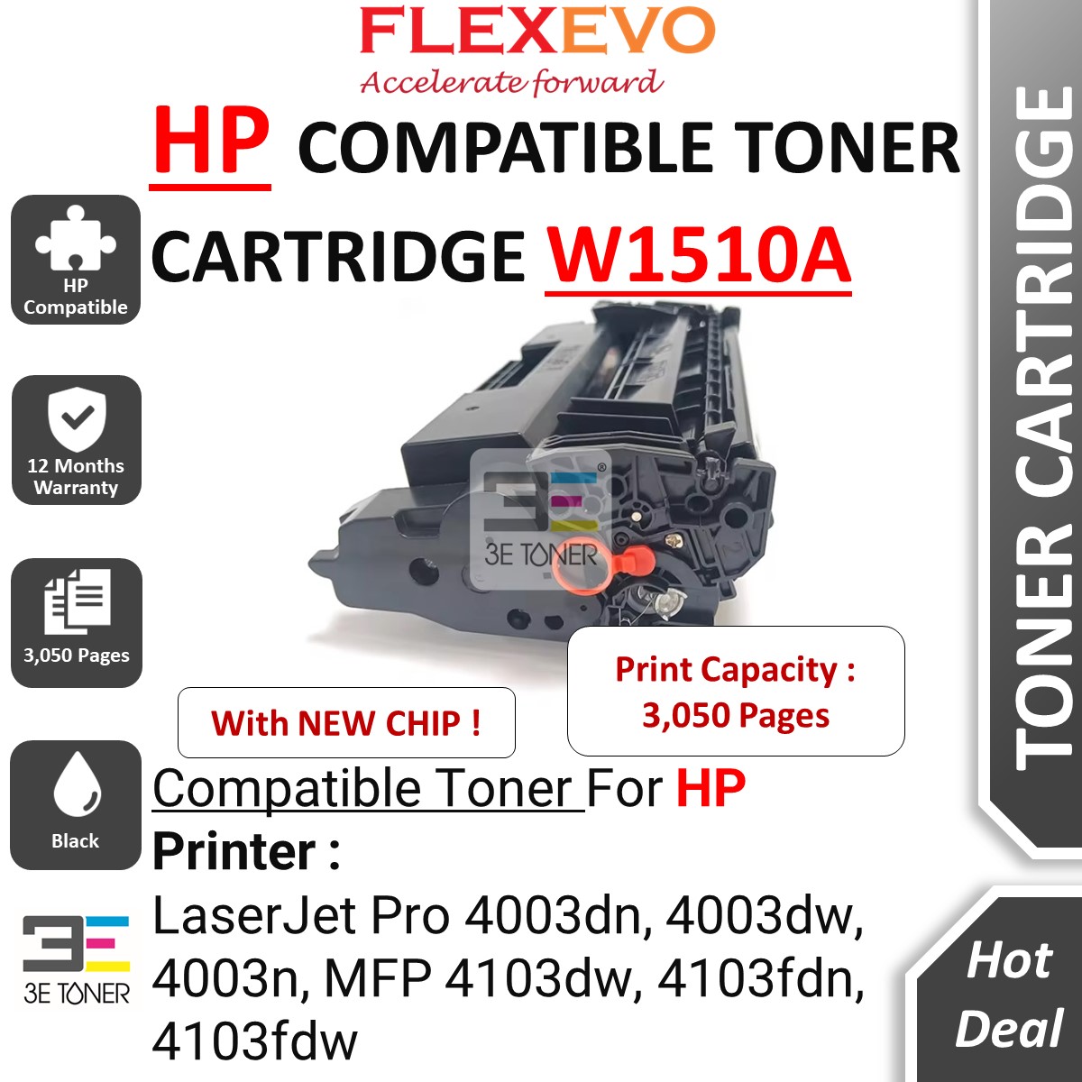 Compatible 151A 151X Toner with NEW CHIP W1510A W1510X Laserjet Pro ...