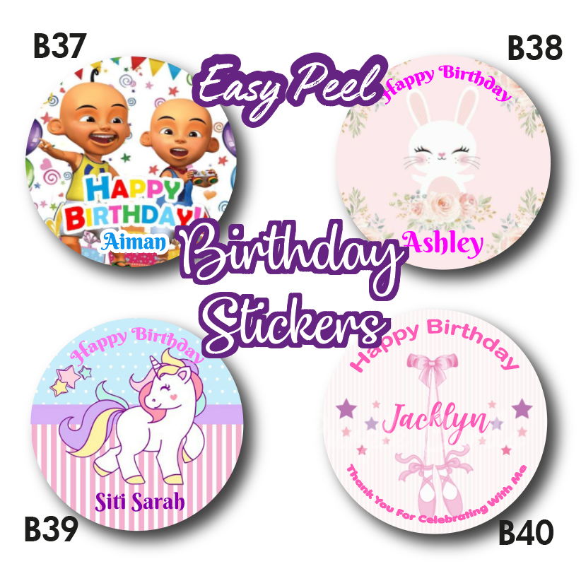 Birthday Sticker / Thank You Sticker Label Printing / Hari Jadi ...
