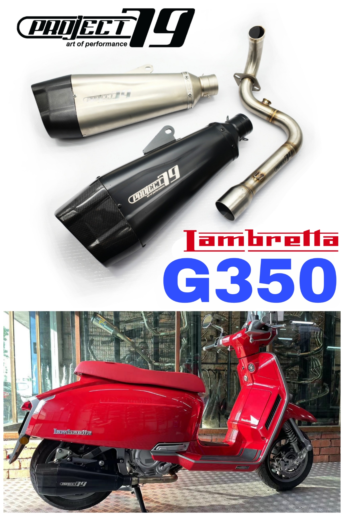 Project79 Exhaust LAMBRETTA G350 Ekzos Full System Tabung Long Muffler Stainless Steel 350G ...