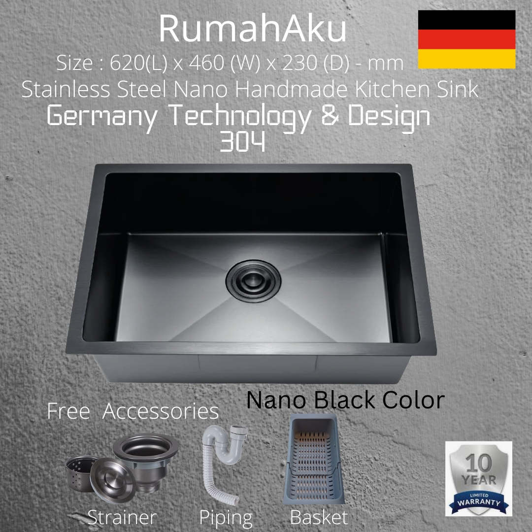 RumahAku 304 Handmade( Besar / Tebal ) Nano Black Kitchen Sink ...